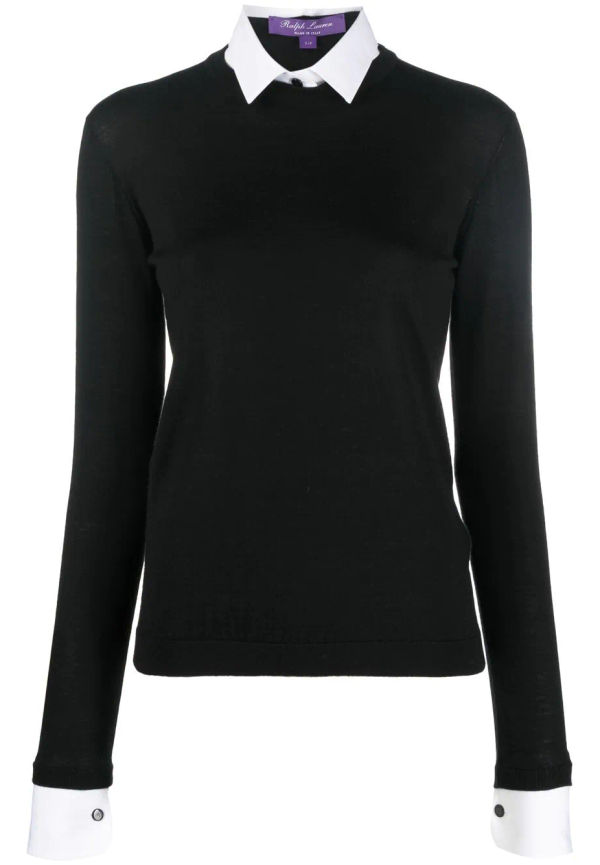 Stickade svarta tröjor med ärmar med krage dam (2025) • Få upp till 70% ...